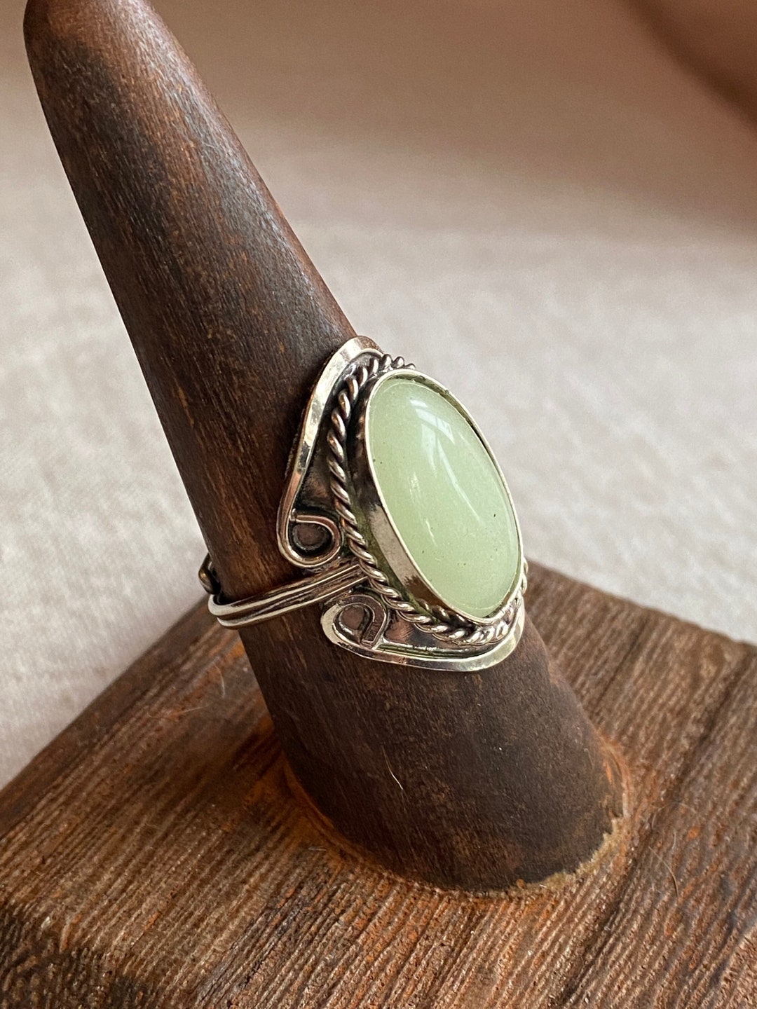 JADE Stone Ring • Peruvian Stone Ring • Adjustable • Handmade • Alpaca ...