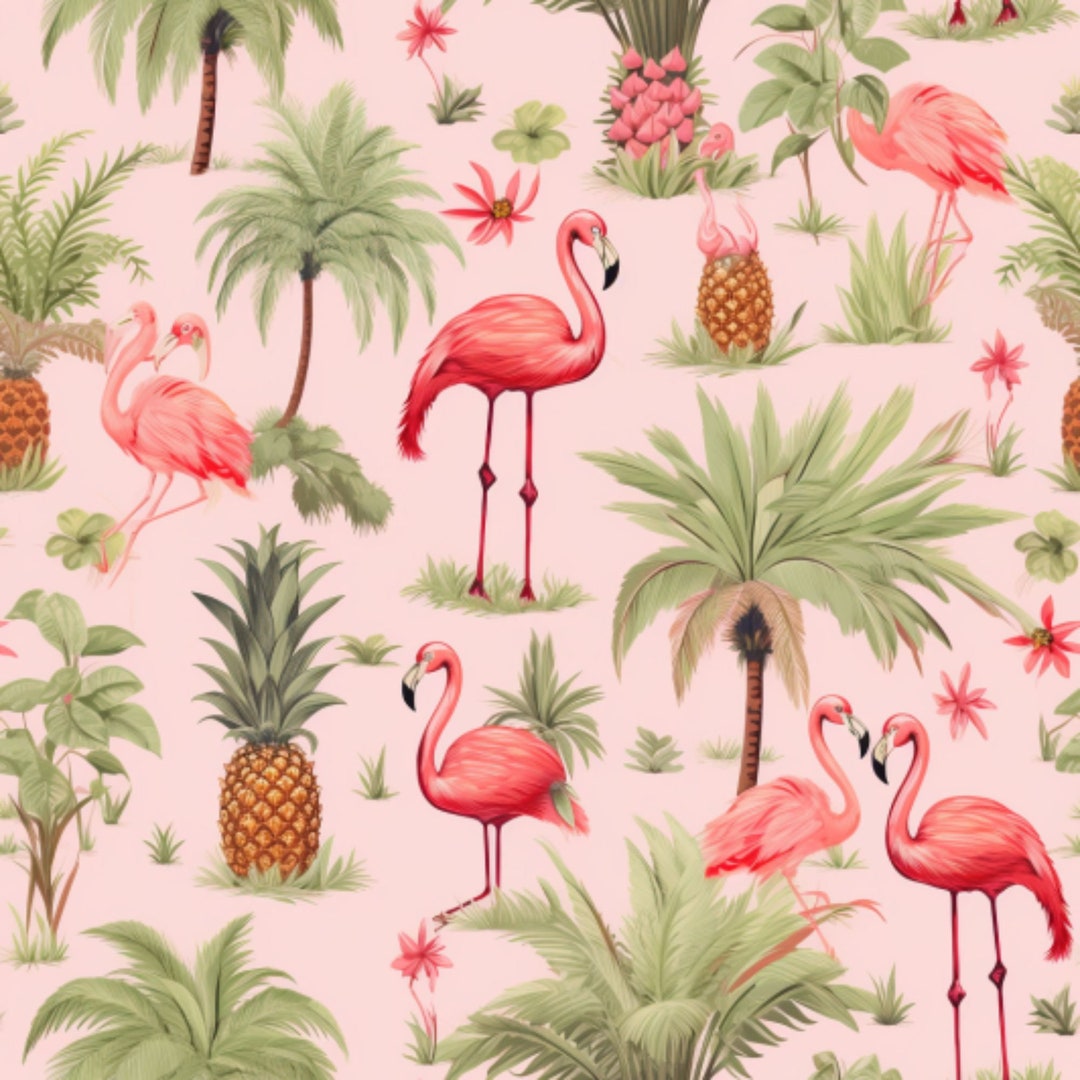 Digital Download - Seamless Pattern; Pineapple and Flamingo Pattern - Etsy
