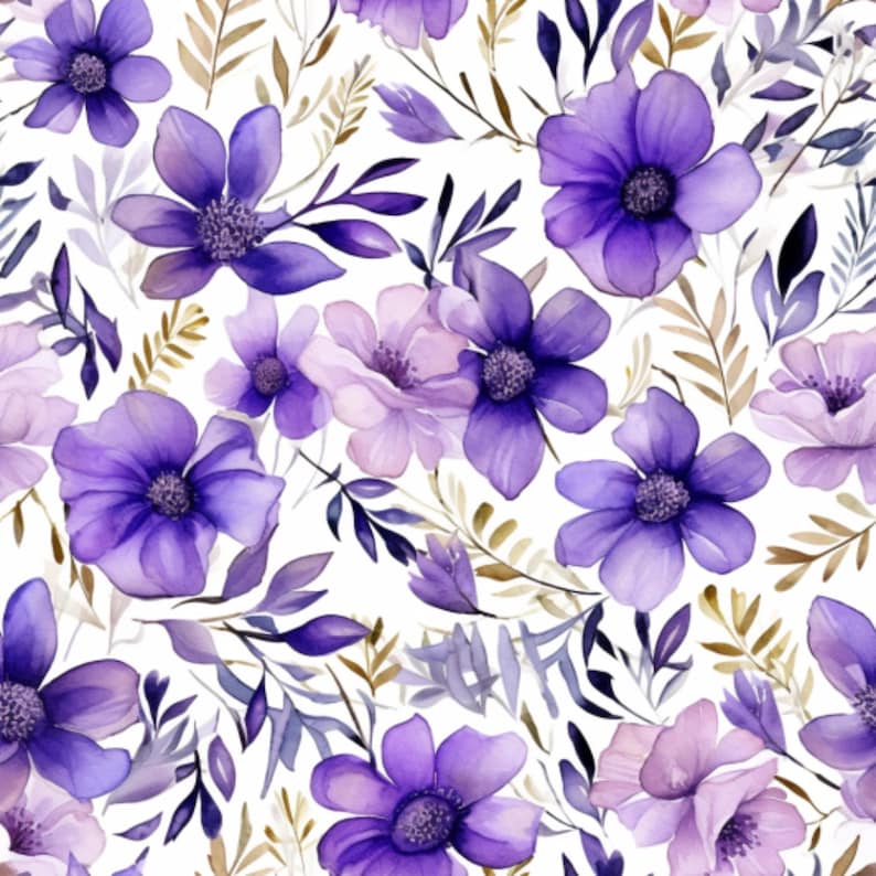 Digital Download - Seamless Pattern; Purple Floral Pattern - Etsy