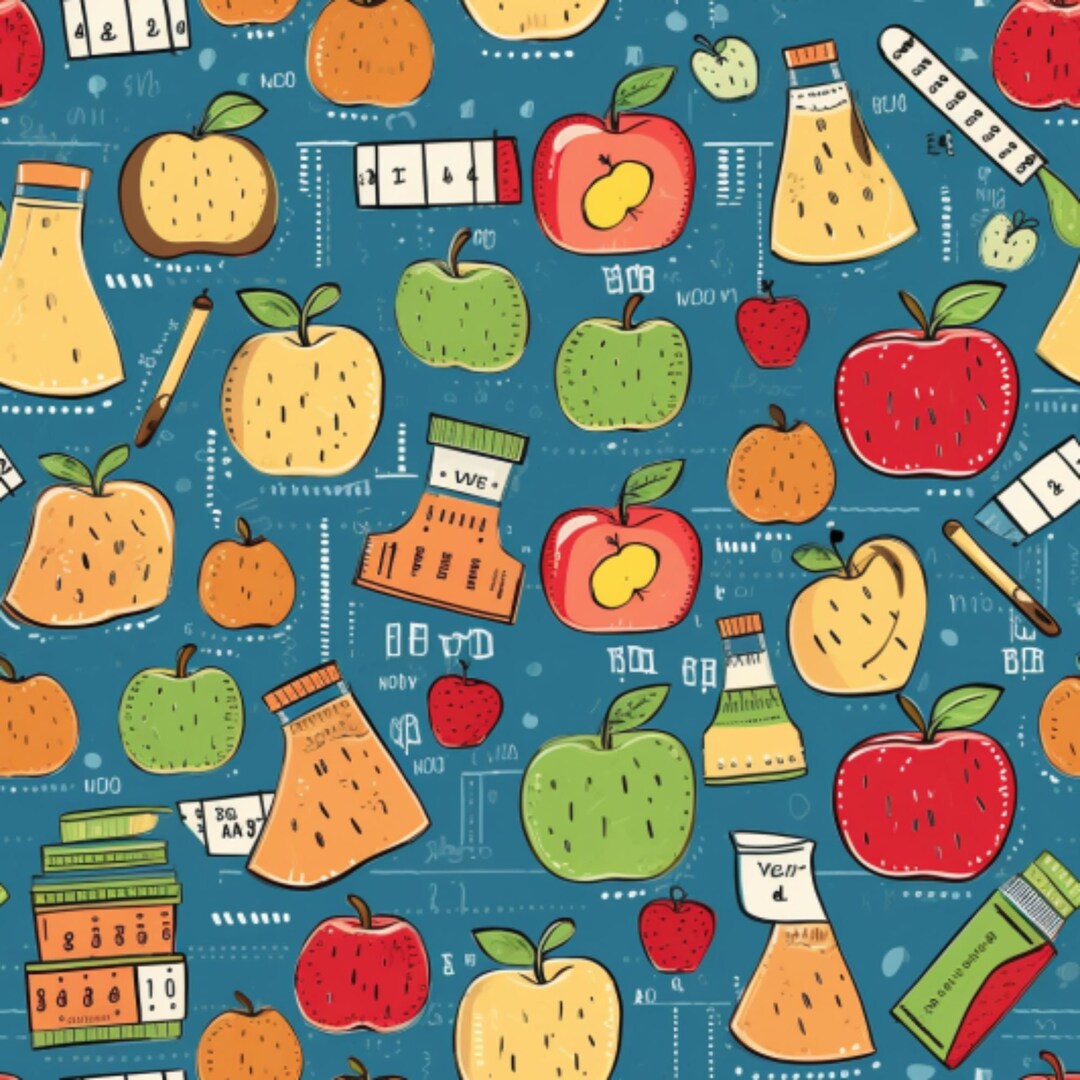 Digital Download - Seamless Pattern; Teacher - Apple Pattern - Etsy
