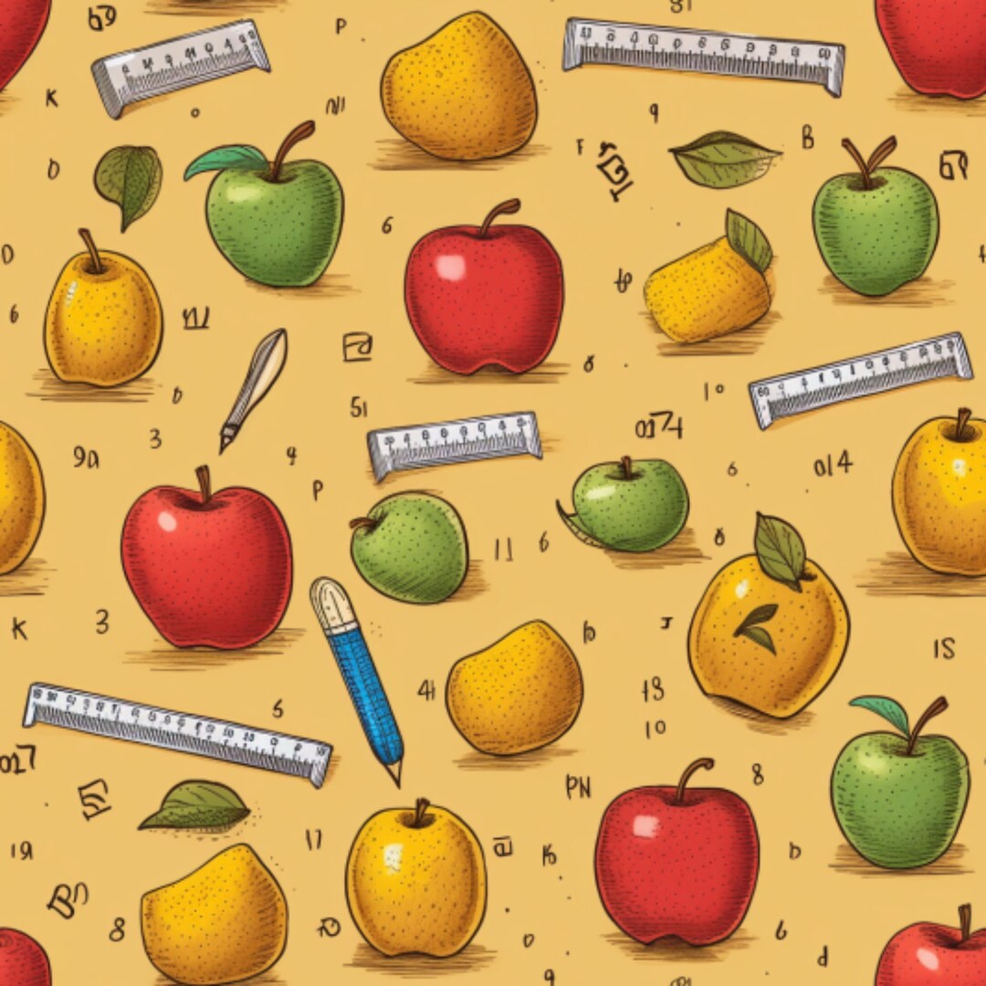 Digital Download - Seamless Pattern; Teacher - Apple Pattern - Etsy