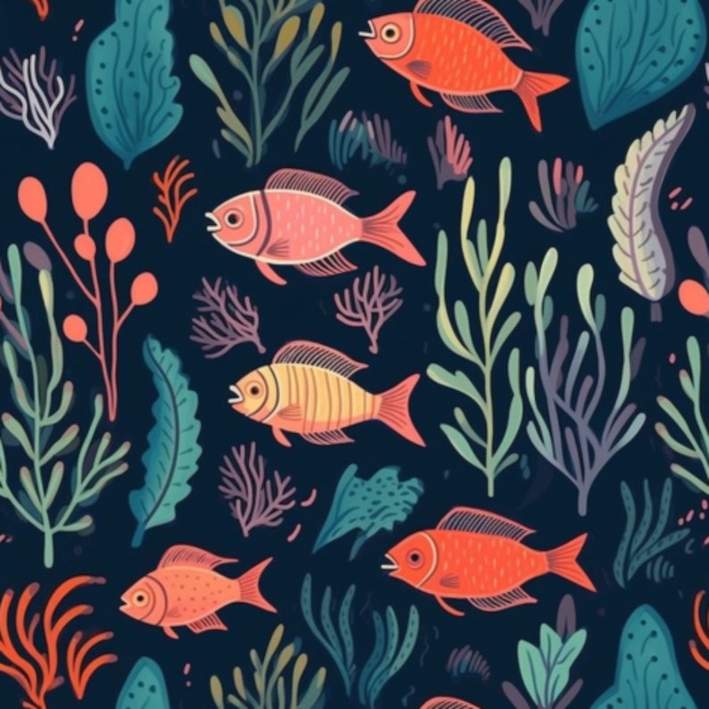 Digital Download - Seamless Pattern; Under the Sea - Fish Pattern - Etsy