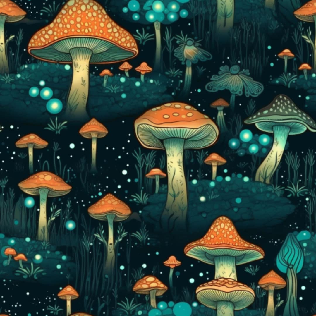Digital Download - Mushroom Forest 2; Seamless Pattern - Etsy