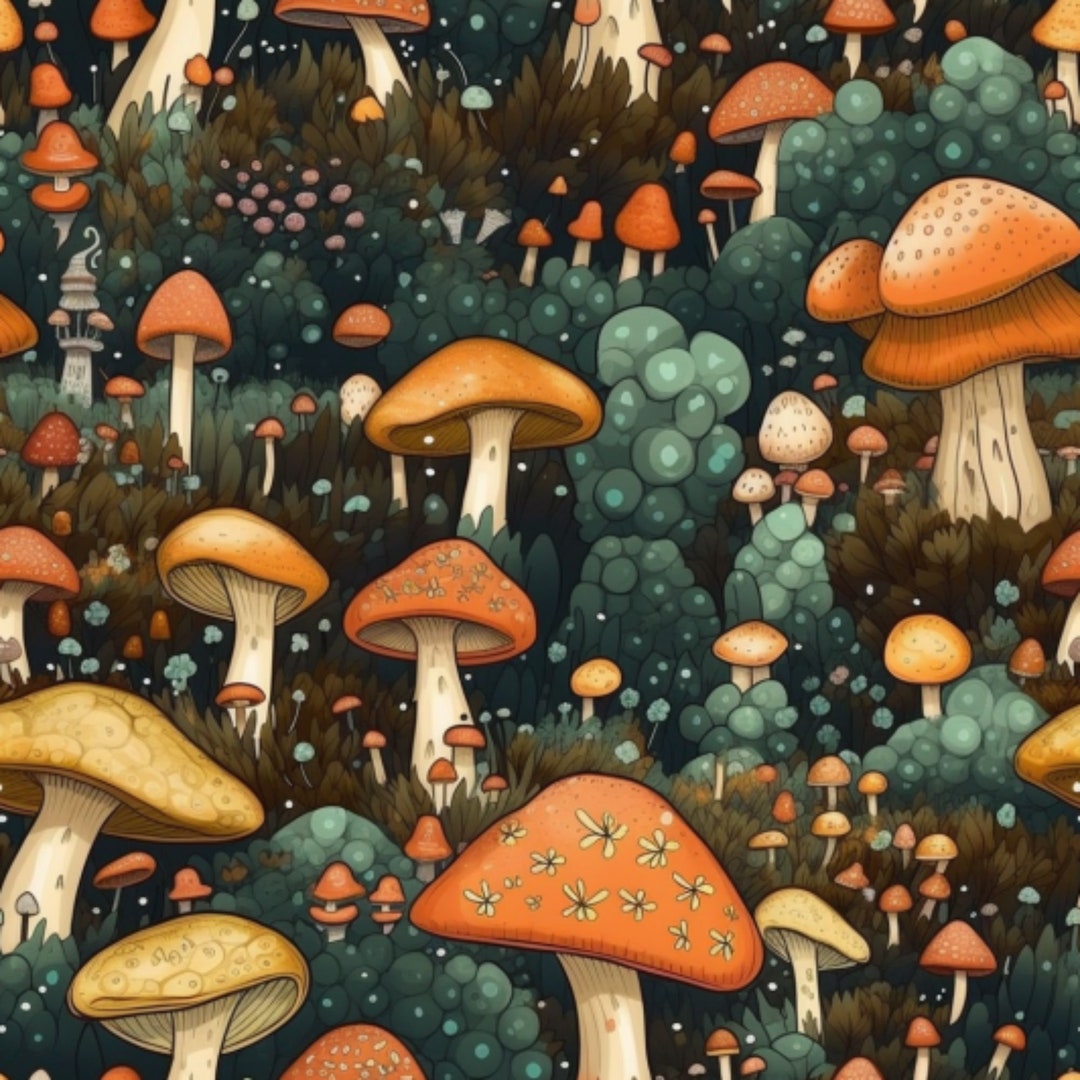 Digital Download - Seamless Pattern; Mushroom Forest 3 - Etsy