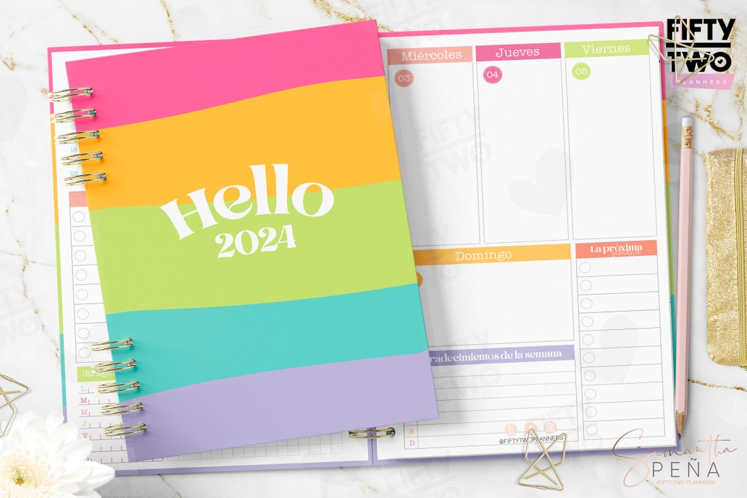 Hello 2024 Agenda Half Letter / Colorful Agenda / Printable Agenda ...