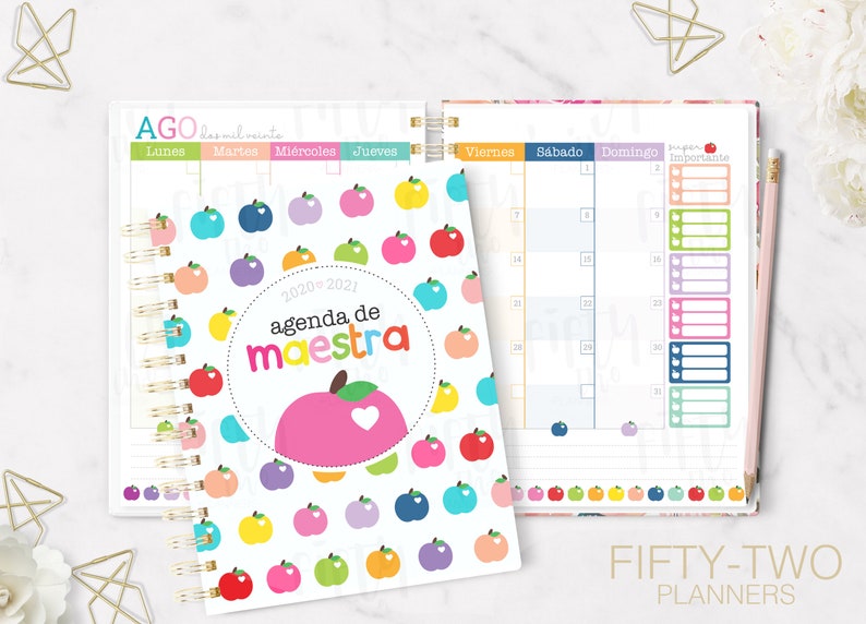 Agenda básica de maestra 2020 2021 / digital / imprimible / | Etsy