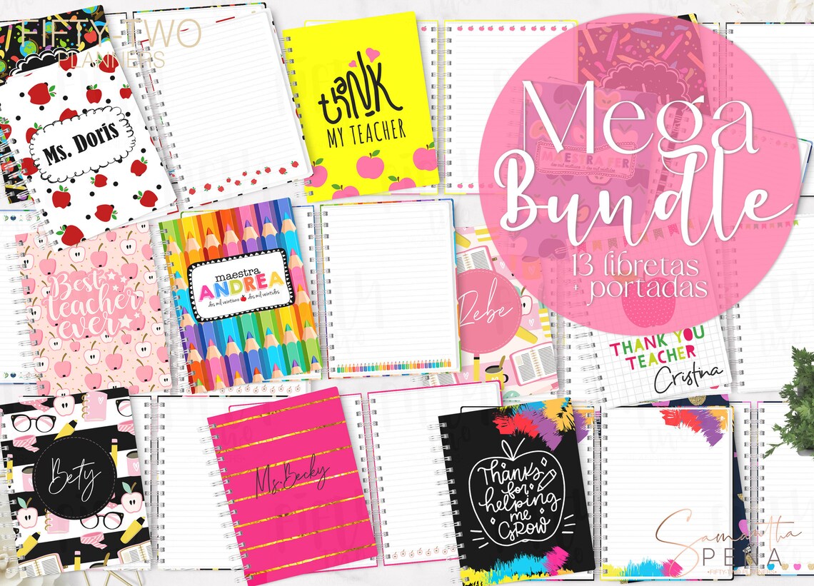 Paquete de libretas y cubiertas para maestra / hojas | Etsy
