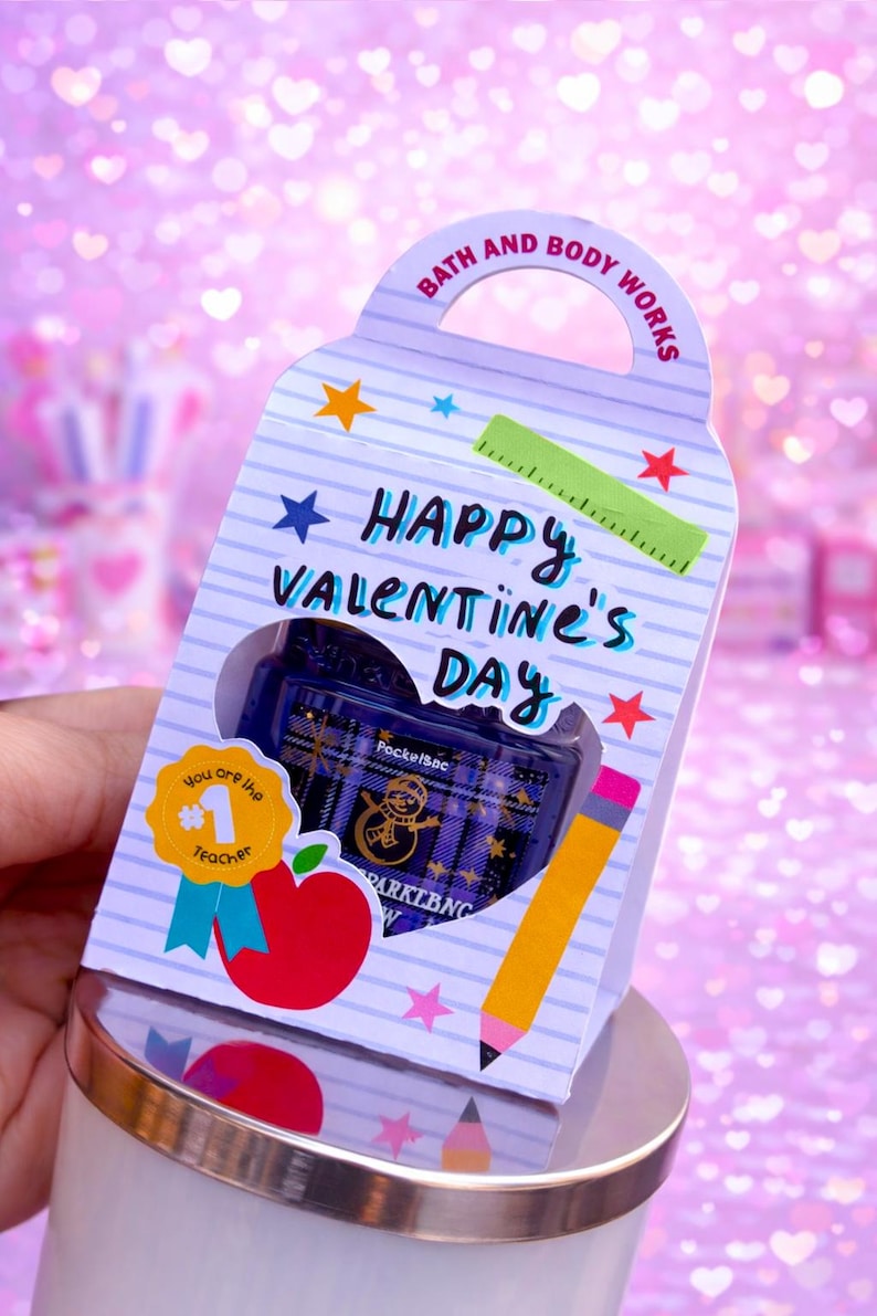 Teacher Valentine Pocketbac Holder Template | Printable Gift Box - Etsy