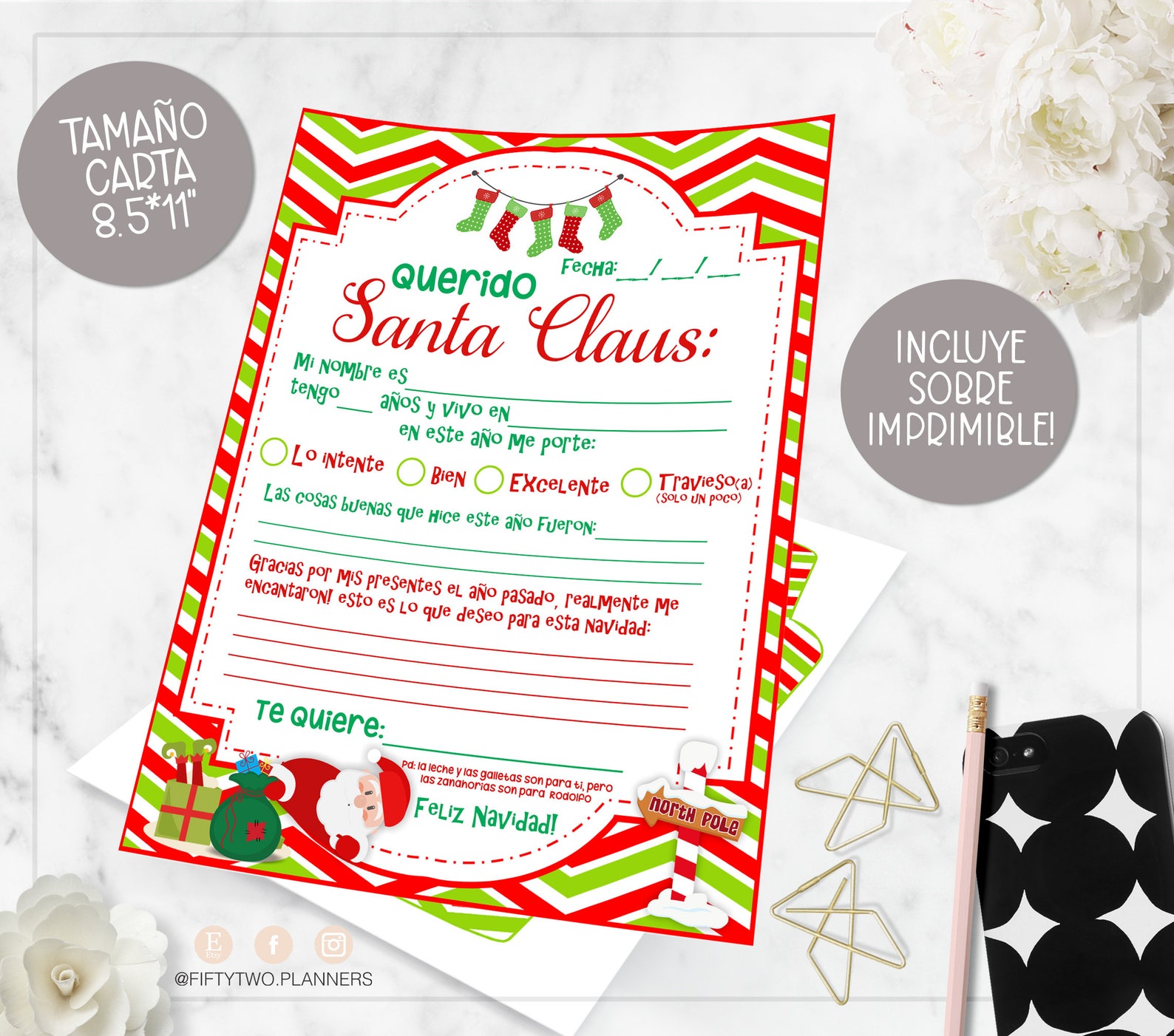 CARTA A SANTA / carta a santa imprimible / Pdf Imprimible / - Etsy España