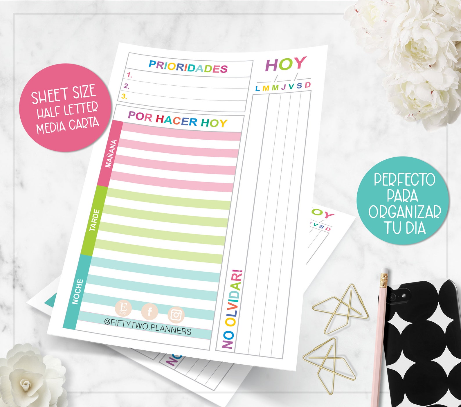 PLANEADOR diario hoja imprimible media carta / planeador diario ...