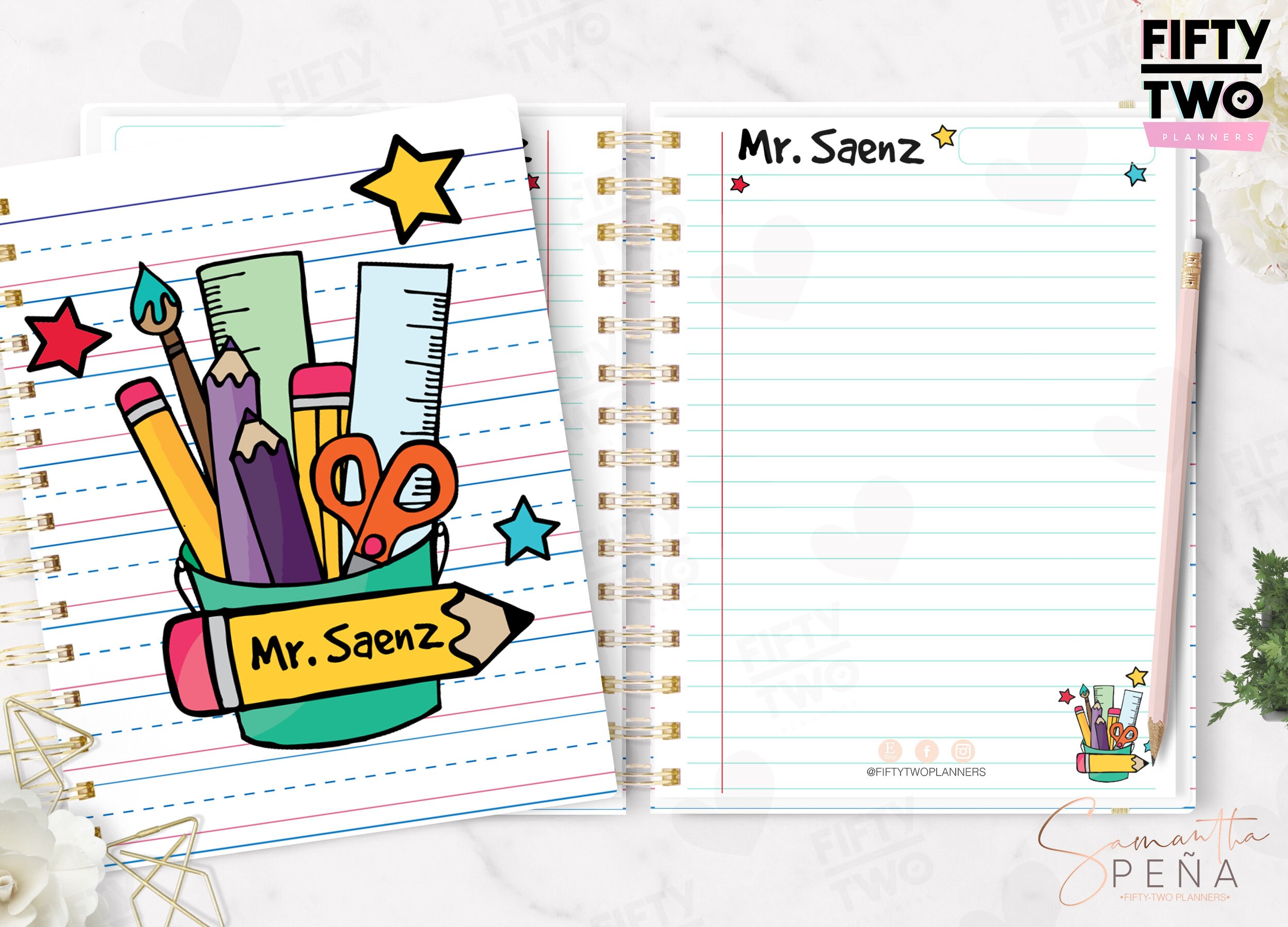 Paquete de libretas y cubiertas para maestra / POWER POINT - Etsy México