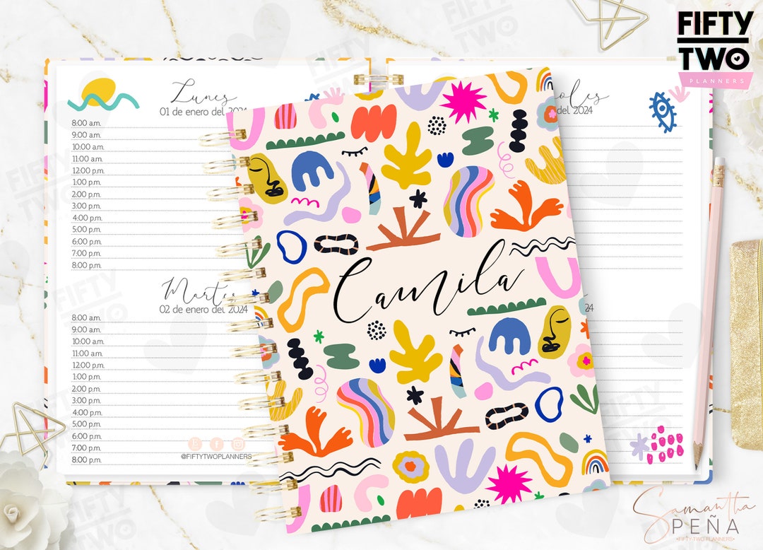 TRENDY MINIMALIST AGENDA 2024 / Medium Office / Agenda Two Days per ...