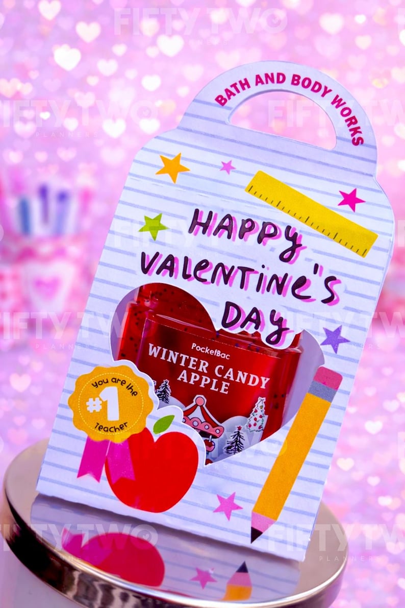 Teacher Valentine Pocketbac Holder Template | Printable Gift Box - Etsy