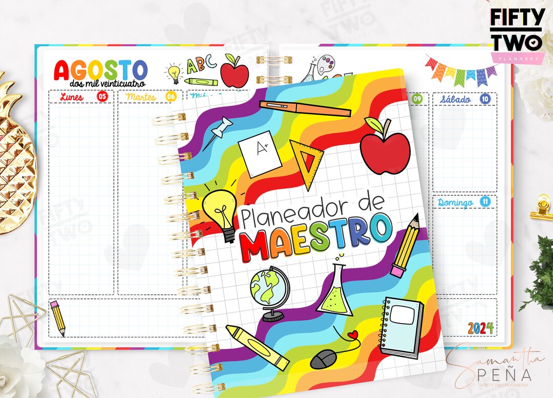 Planeador de maestro 2024 2025 / imprimible / agenda de maestro para ...