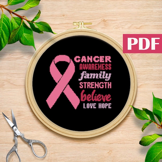 Breast Cancer Cross Stitch Pattern PDF Awareness Breast Cancer | Etsy