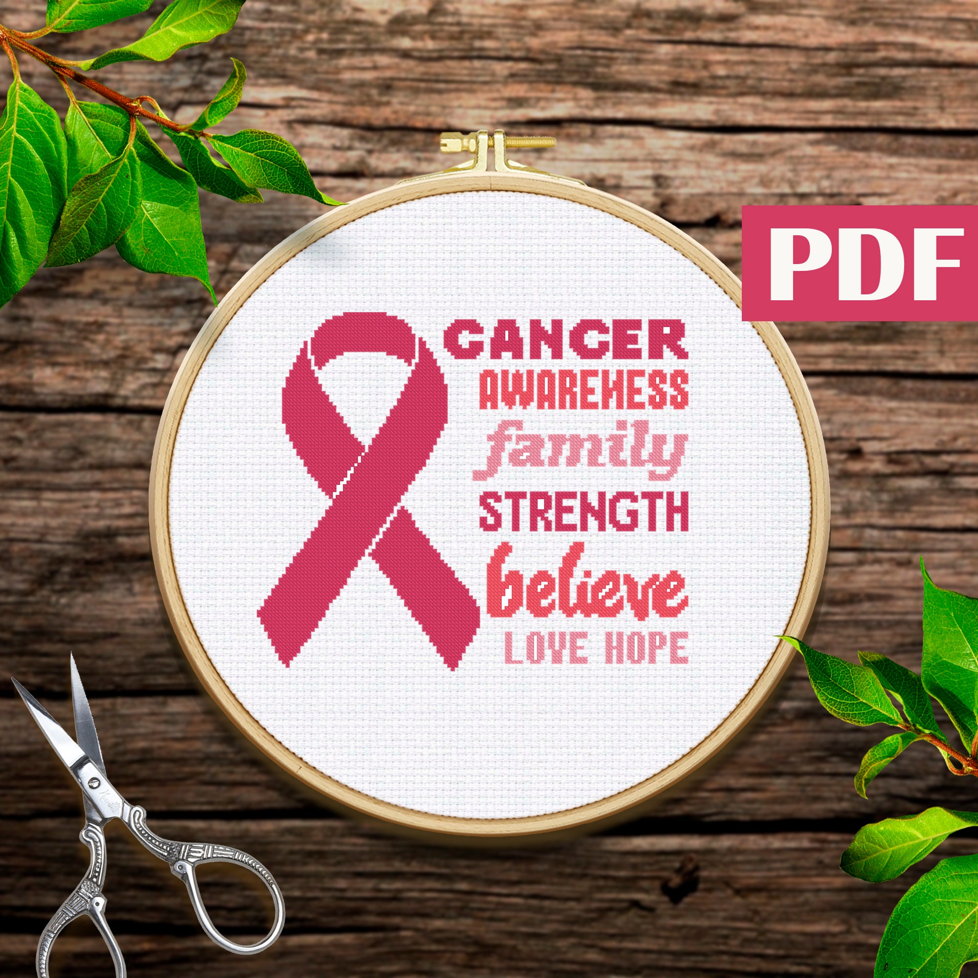 Breast Cancer Cross Stitch Pattern PDF Awareness Breast Cancer | Etsy