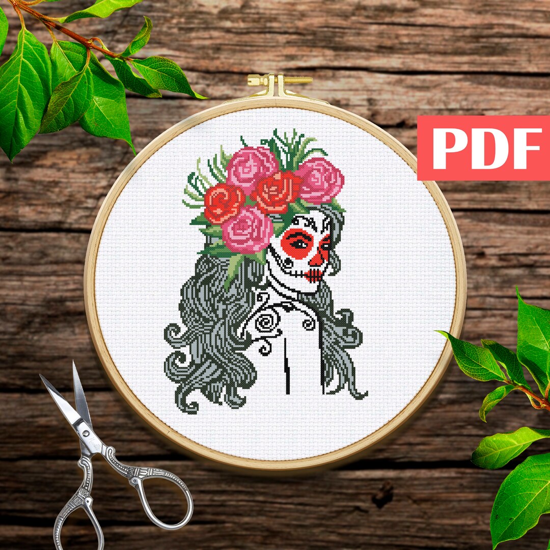 Santa Muerte Cross Stitch Pattern Mexican Otomi Pattern - Etsy