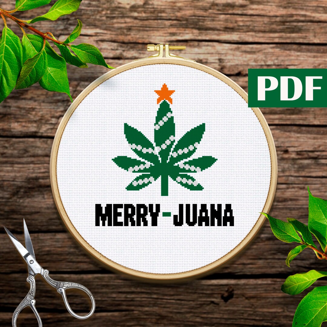 Merry Juana Cross Stitch Pattern Merry Christmas Cross Stitch Marijuana ...