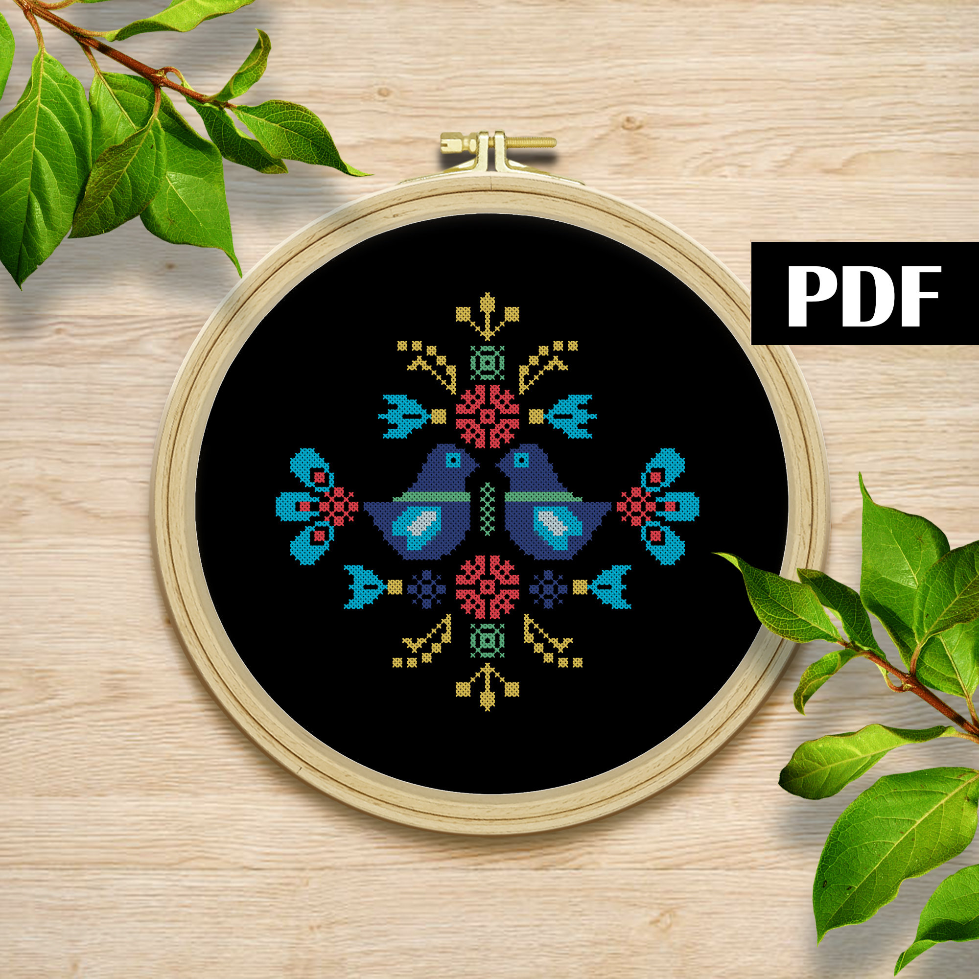 Folk Art Cross Stitch Pattern Pdf Modern Cross Stitch Flower | Etsy