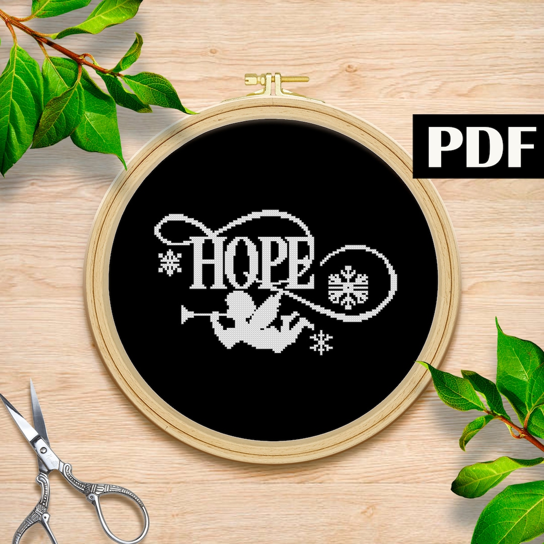 Hope Text Guote Motivational Cross Stitch Pattern PDF Digital Download ...