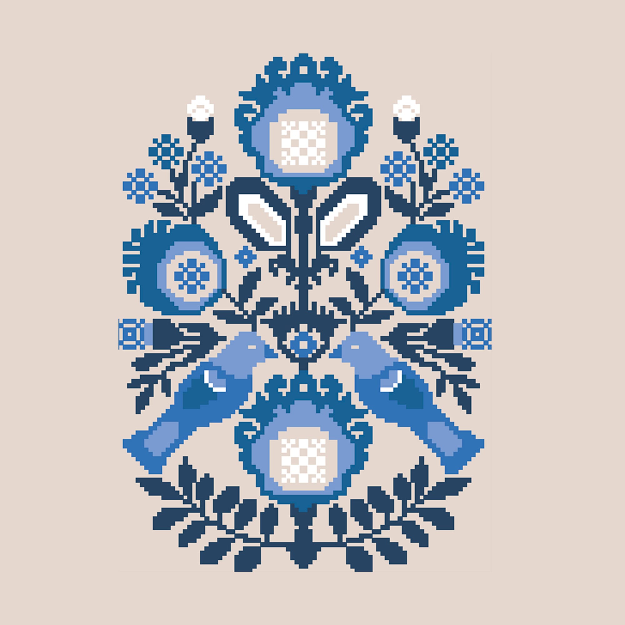Folk Art Cross Stitch Pattern Pdf Modern Cross Stitch Flower Cross ...