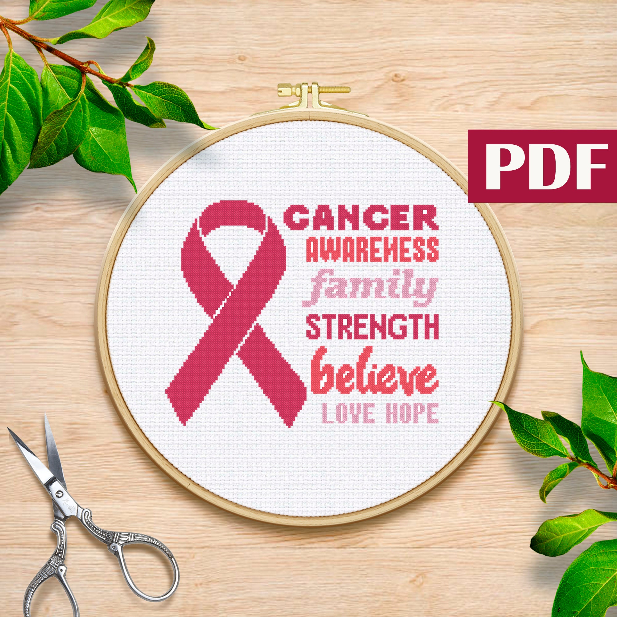 Breast Cancer Cross Stitch Pattern PDF Awareness Breast Cancer | Etsy