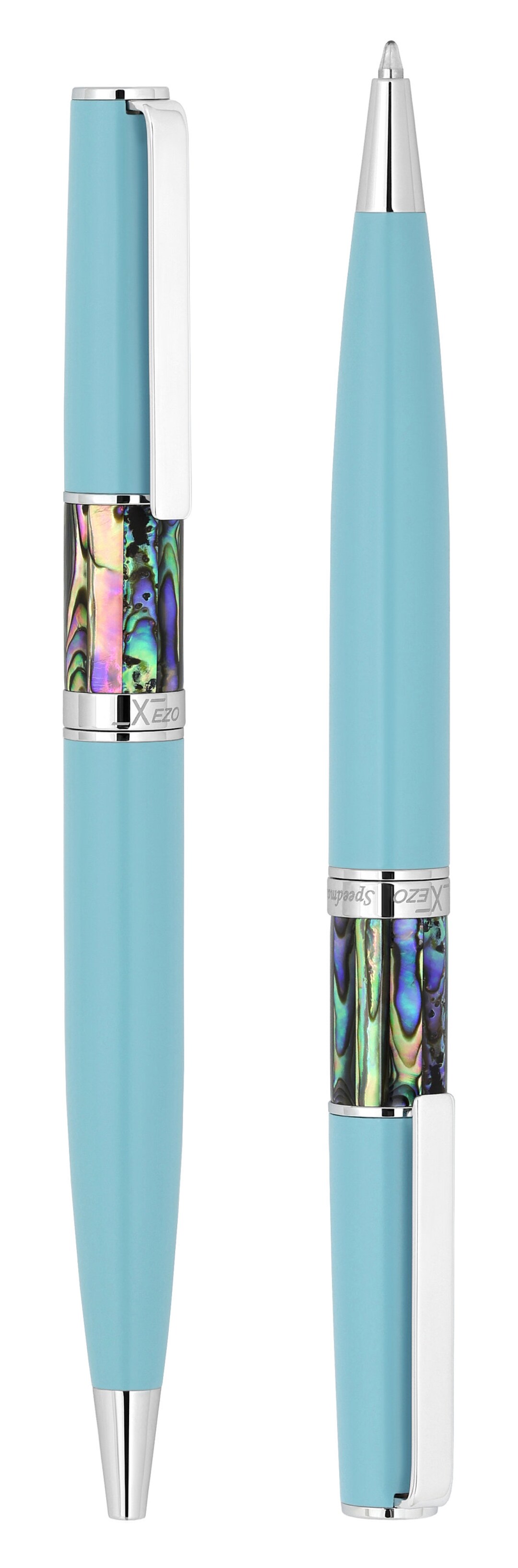 Xezo Speed Master Ballpoint Pen, Medium Tip. Sky Blue, Chrome Plated ...