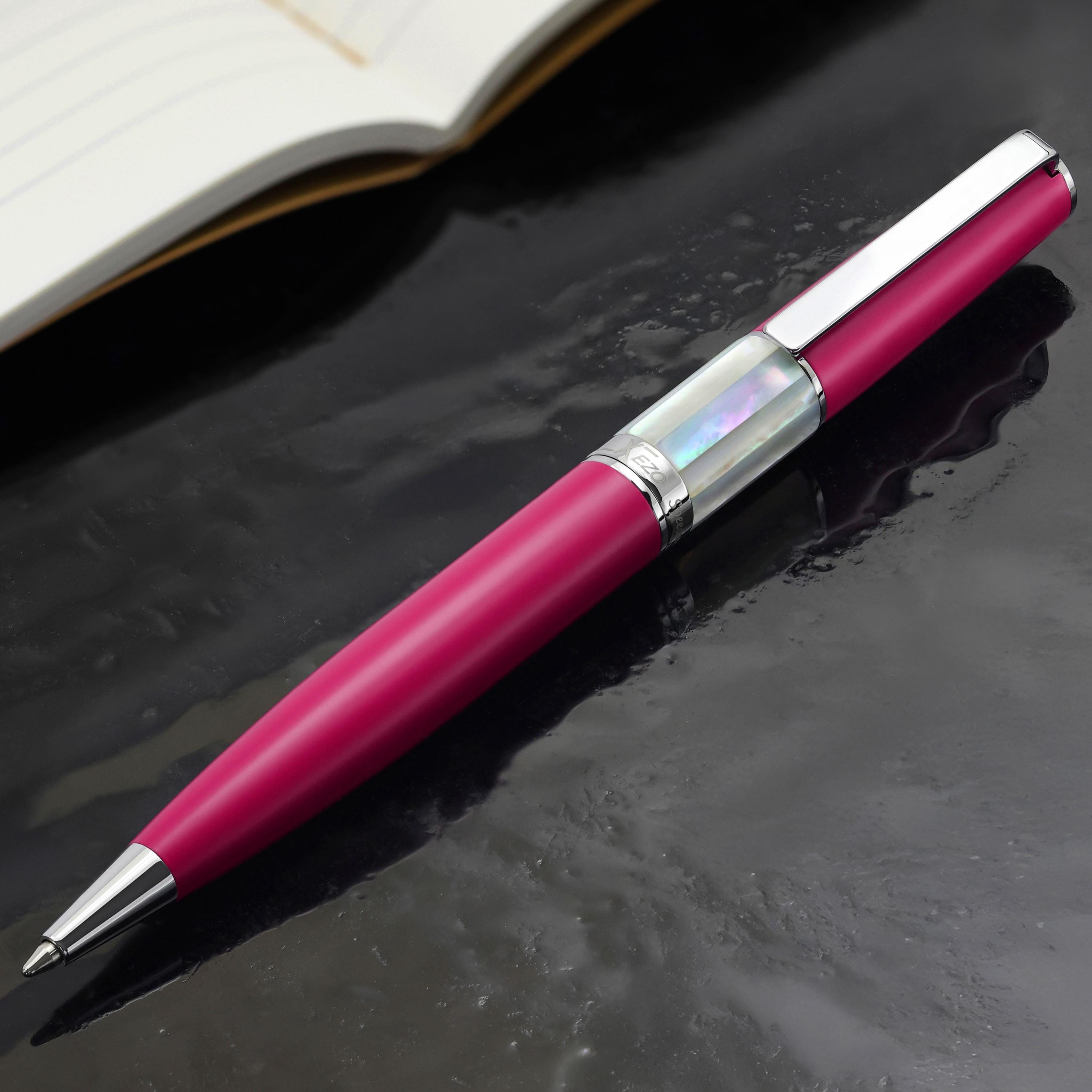 Xezo Speed Master Ballpoint Pen, Medium Tip. Cerise, Chrome Plated ...