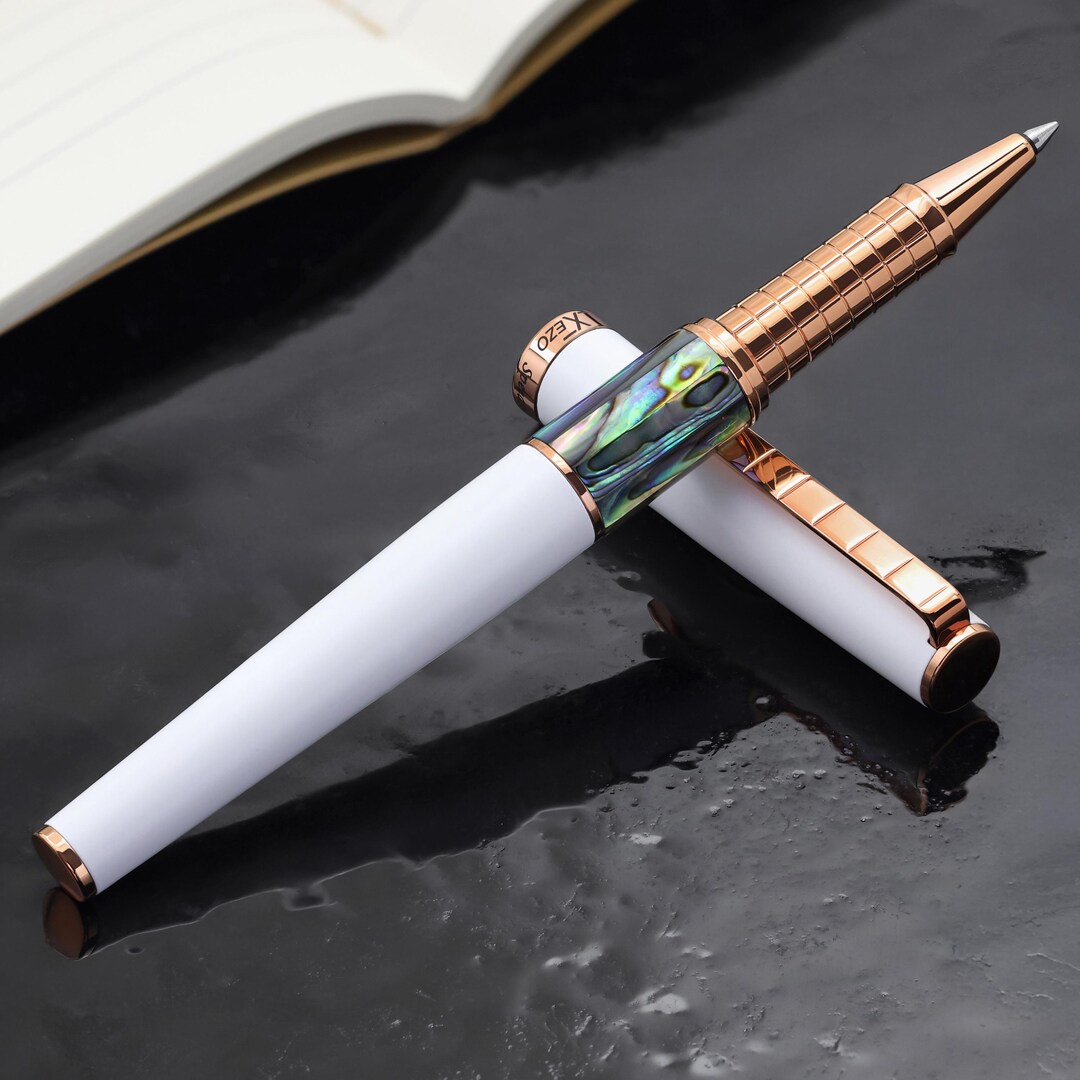 Xezo Speed Master Rollerball Pen, Fine Tip. White With Paua Abalone and ...