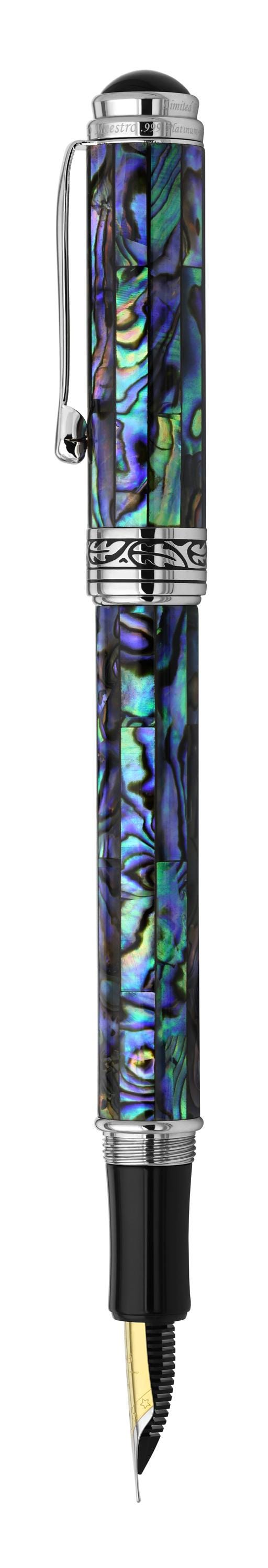 Xezo Maestro Fountain Pen, Medium Nib. Natural Abalone Sea Shell Inlay ...