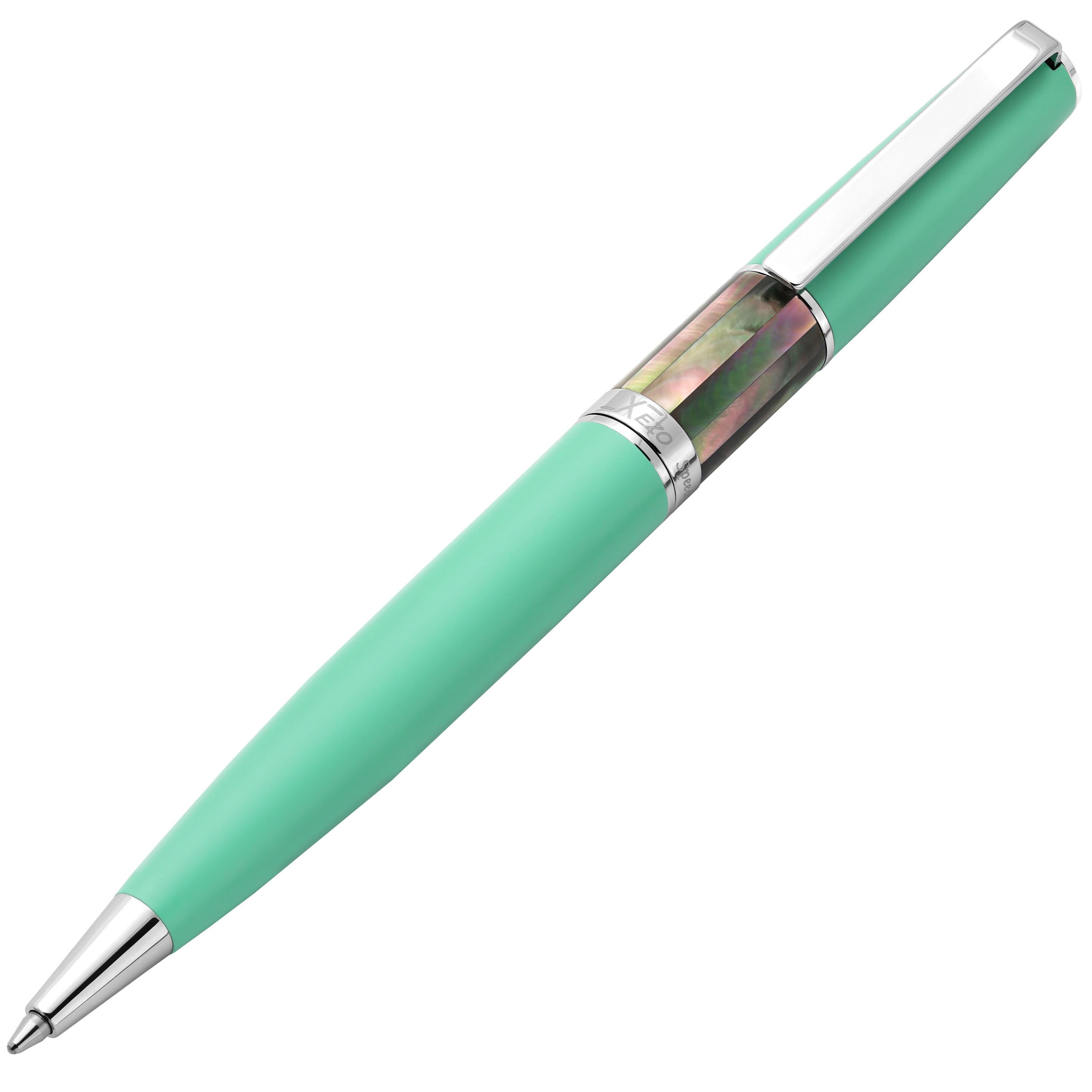 Xezo Speed Master Ballpoint Pen, Medium Tip. Aqua Green, Chrome Plated ...