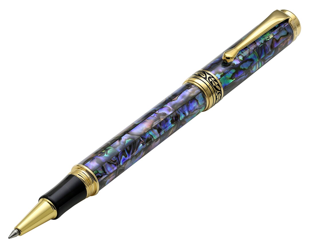 Xezo Maestro Rollerball Pen, Fine Tip. Natural Abalone Sea Shell Inlay ...