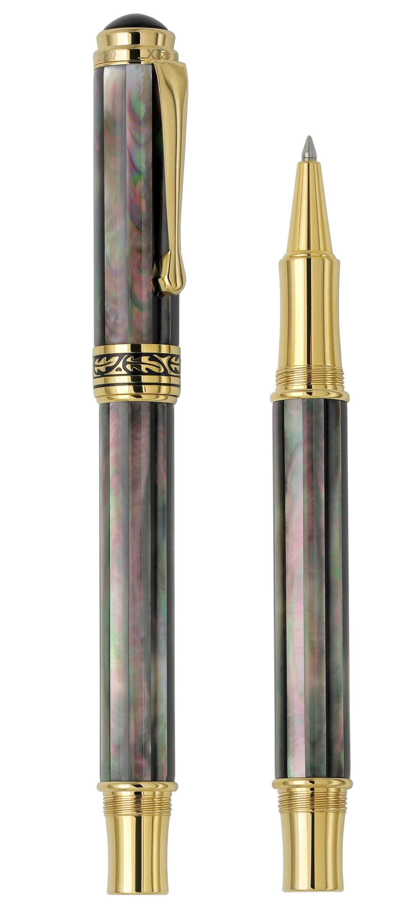 Xezo Maestro Rollerball Pen. Polished Tahitian Black Mother of Pearl ...