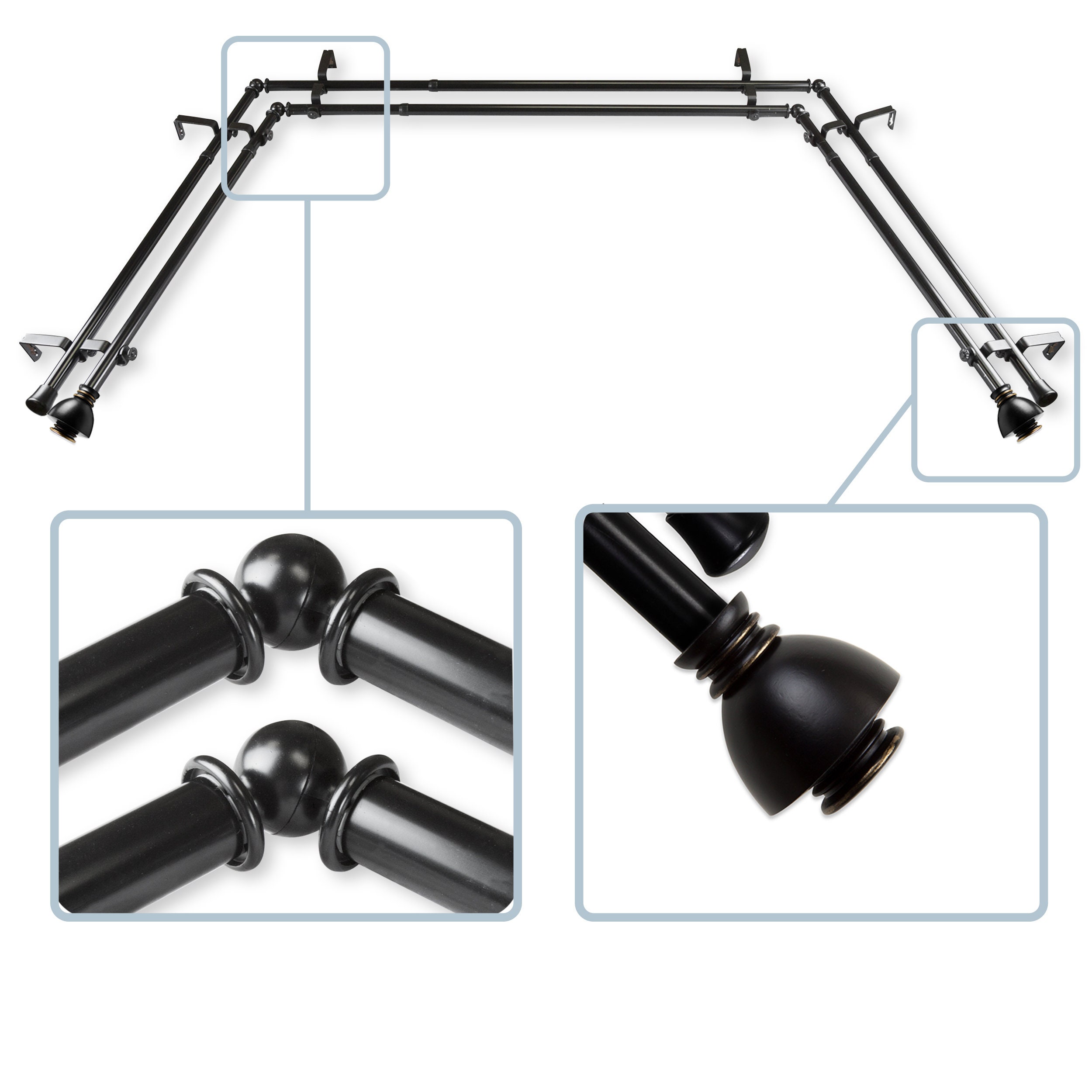 iSelect Home Decor 13/16 inch Emerge 5 Sided Window Curtain Rod ...