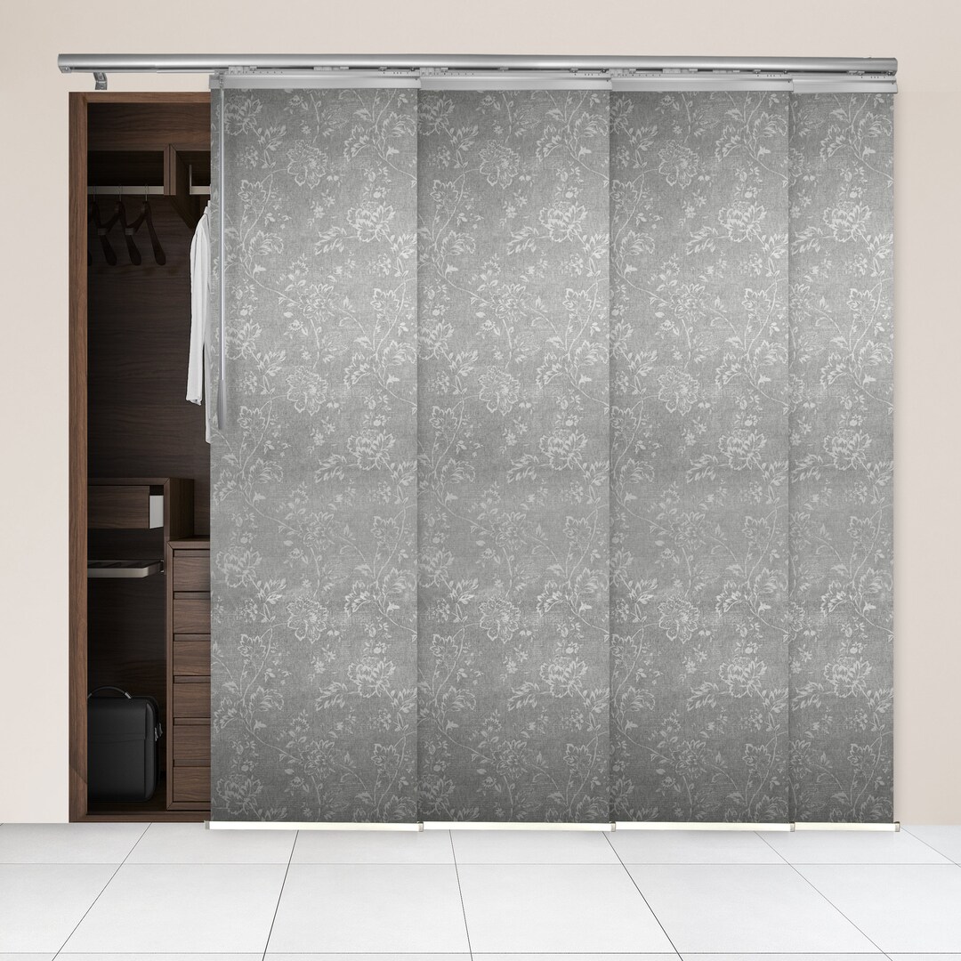 Lavender Gray 4-panel Single Rail Panel Track / Room Divider / Blinds ...