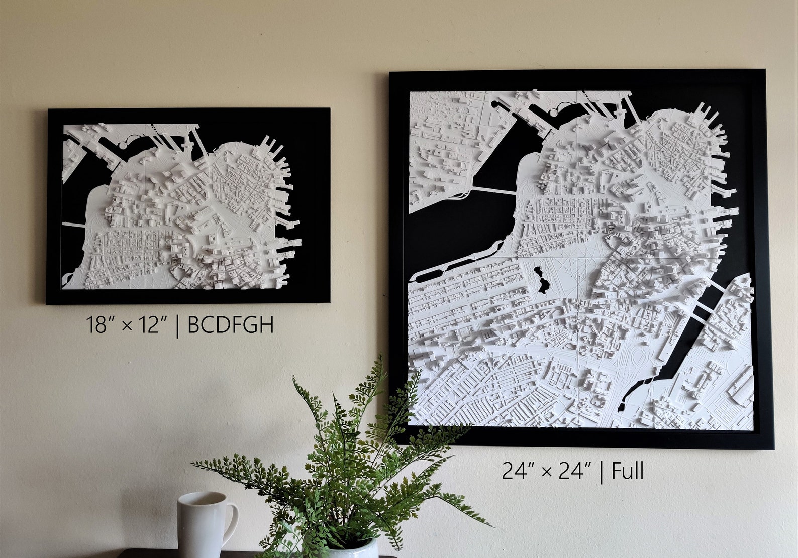 Boston MA 3D City Wall Art 24x24 - Etsy