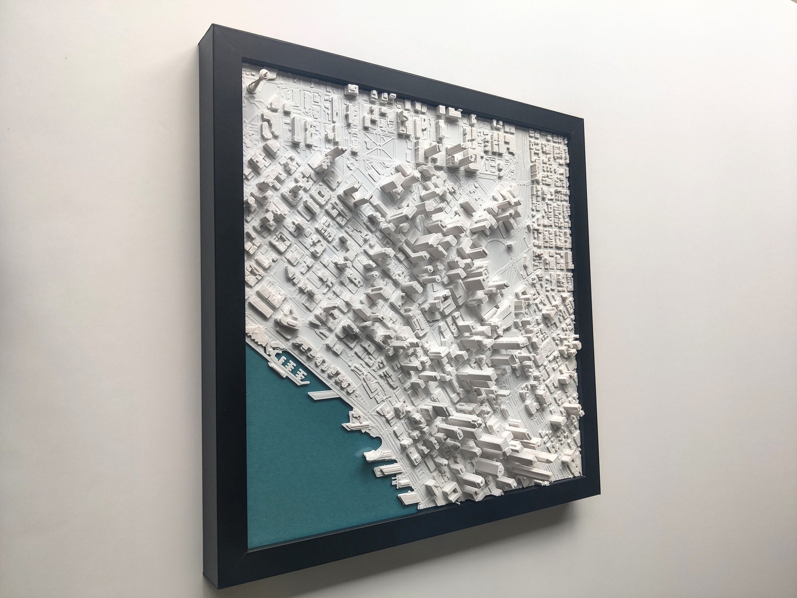 Seattle 3D City Map 3D Printed Buildings Wall Decor Seattle Washington ...