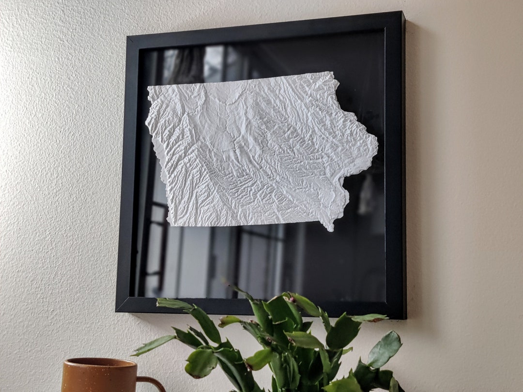 Iowa 3D Topographic Map | 3D State Iowa Wall Art | 3D Print Relief ...