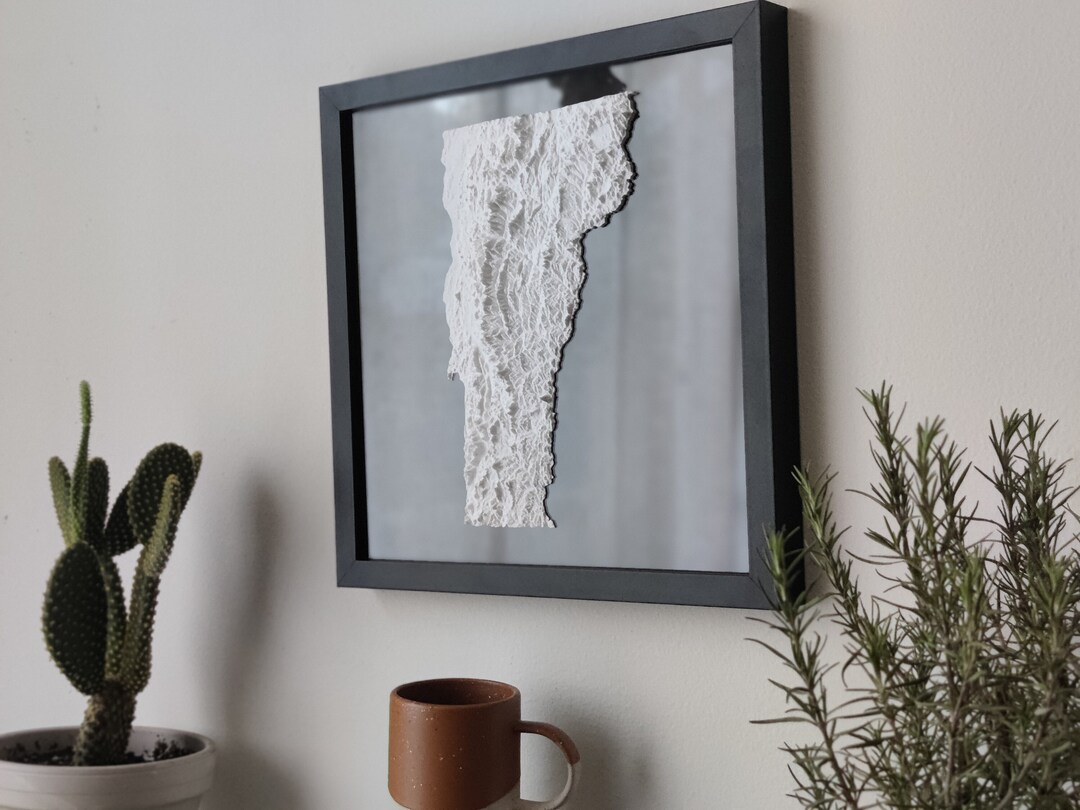 Vermont 3D Topographic Map | 3D State Map of Vermont Wall Art | 3D ...