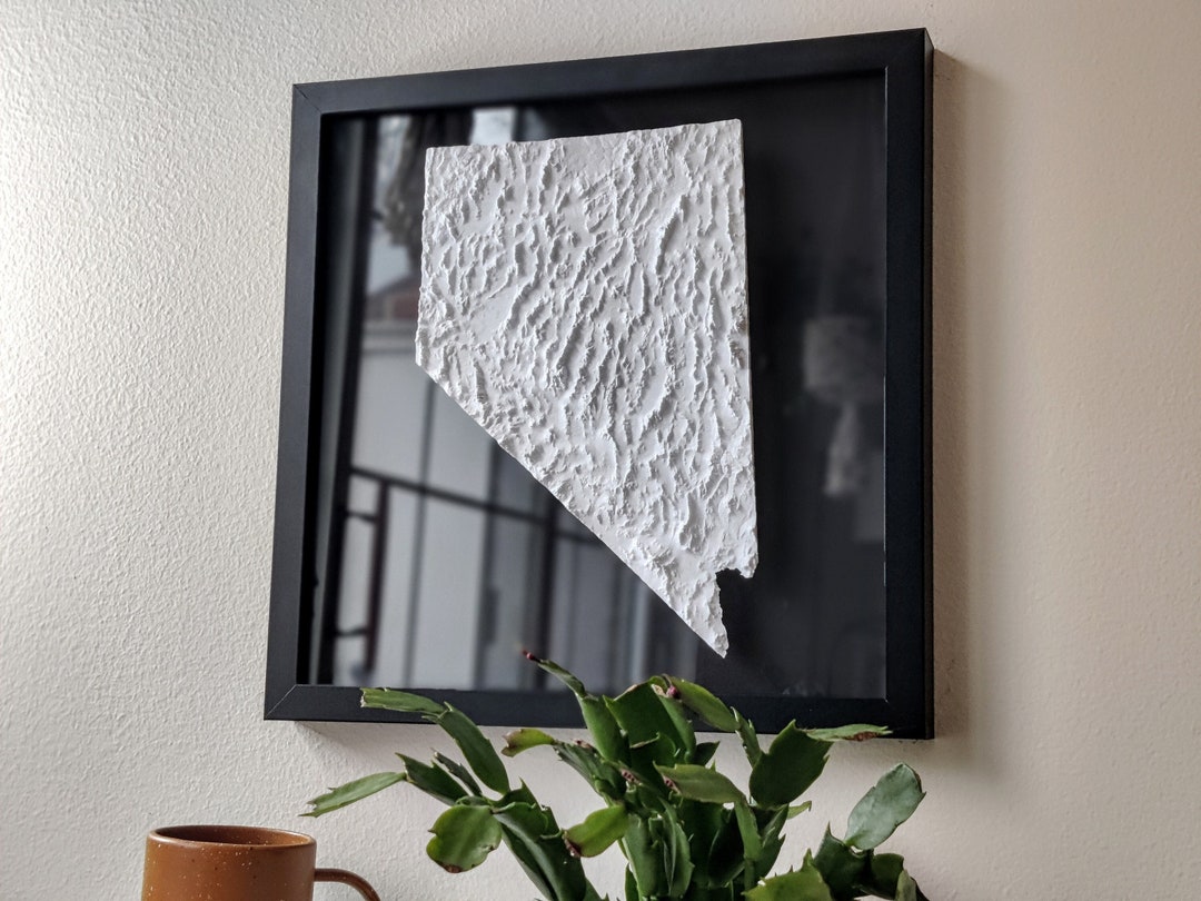 Nevada 3D Topographic Map | 3D State Nevada Wall Art | 3D Print Relief ...