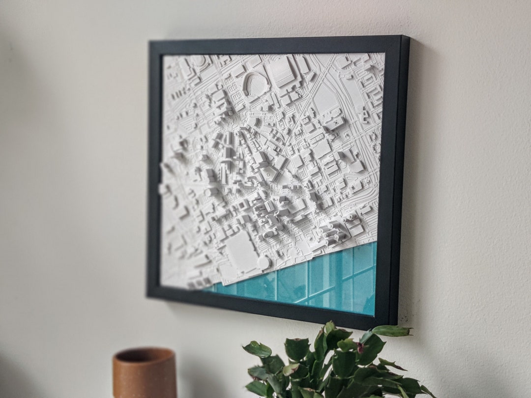 Detroit 3D City Wall Art | 3D Printed Framed Wall Decor | Detroit ...