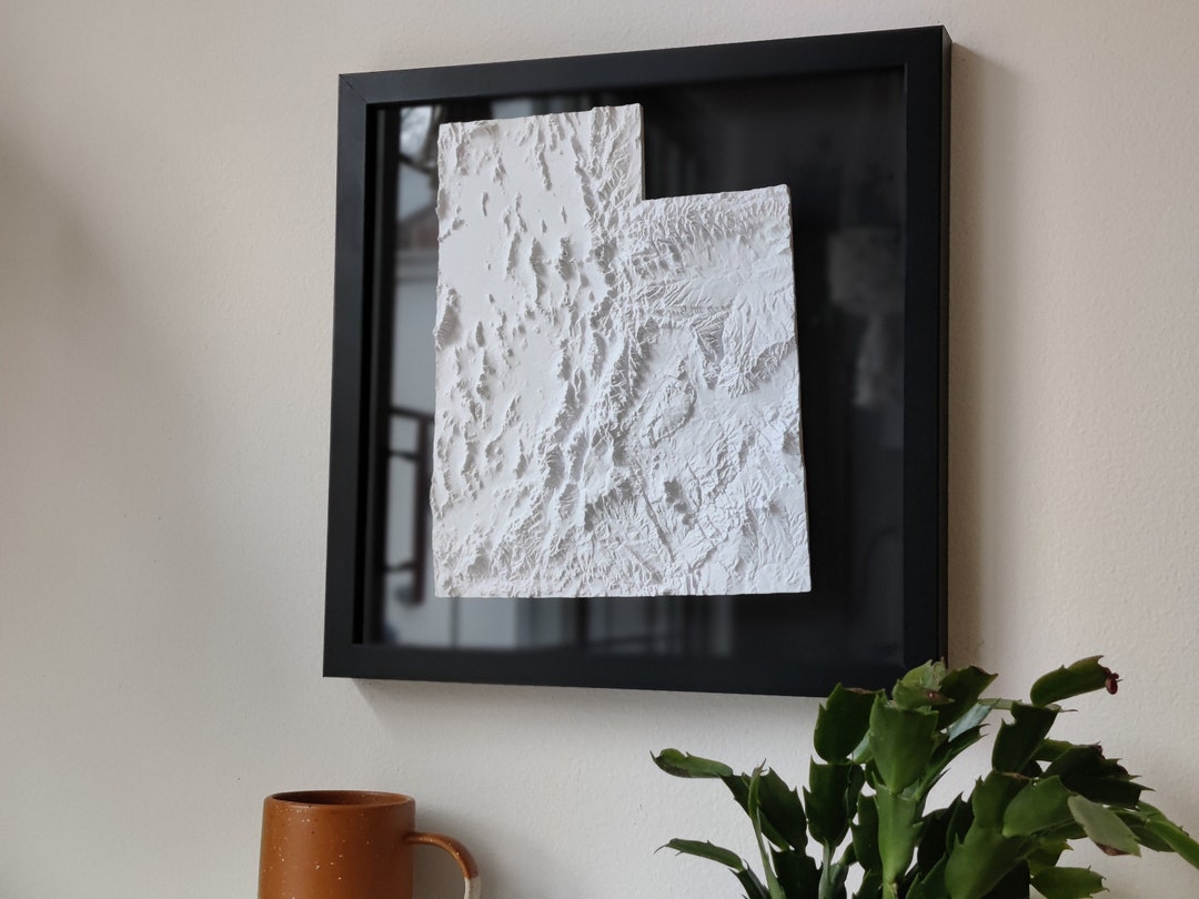 Utah 3D Topographic Map | 3D State Map of Utah Wall Art | 3D Printed ...
