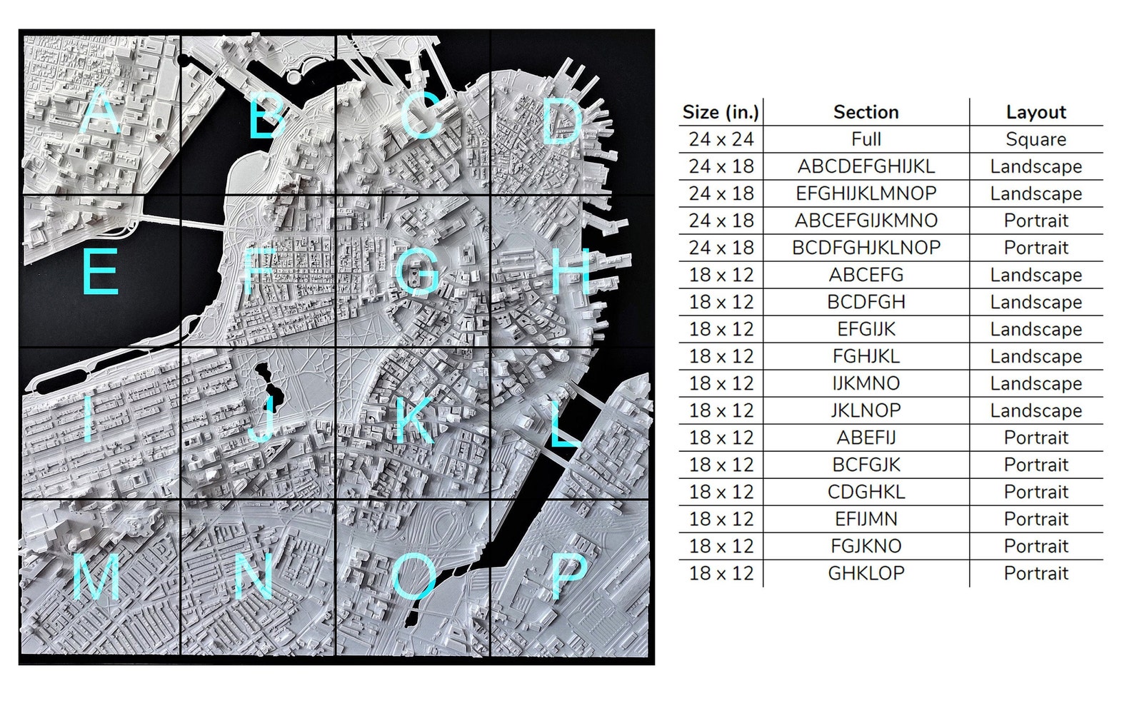 Boston MA 3D City Wall Art 24x24 - Etsy