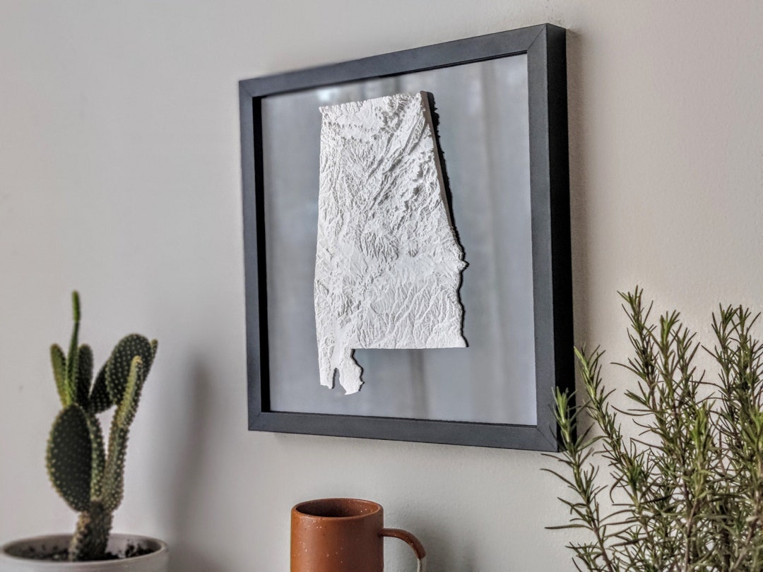 Alabama 3D Topographic Map | 3D State Map of Alabama Wall Art | 3D ...