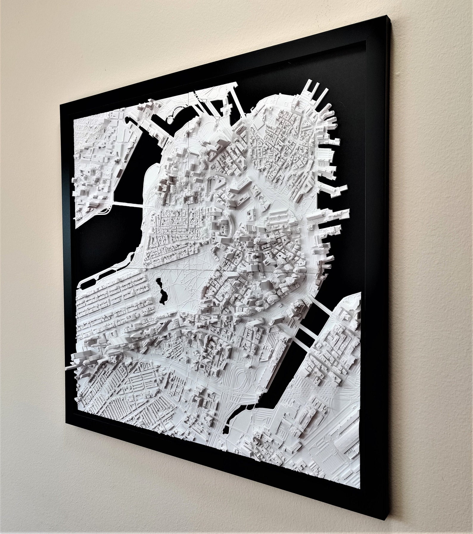 Boston MA 3D City Wall Art 24x24 - Etsy