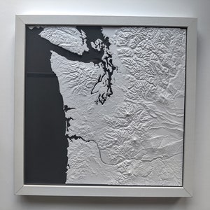 Pacific Northwest Wall Art 3D Topographical Map of Washington and ...