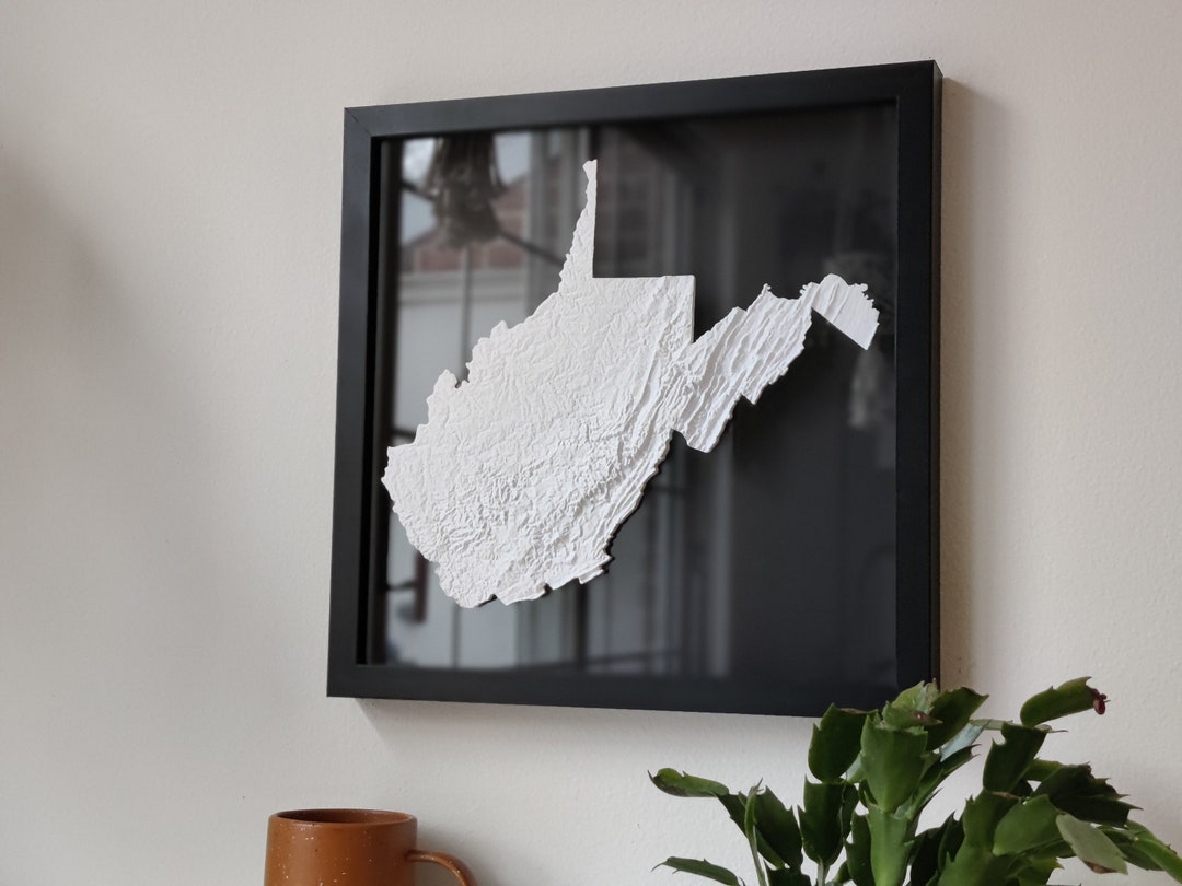 West Virginia 3D Topographic Map | 3D State Map of WV Wall Art | 3D ...