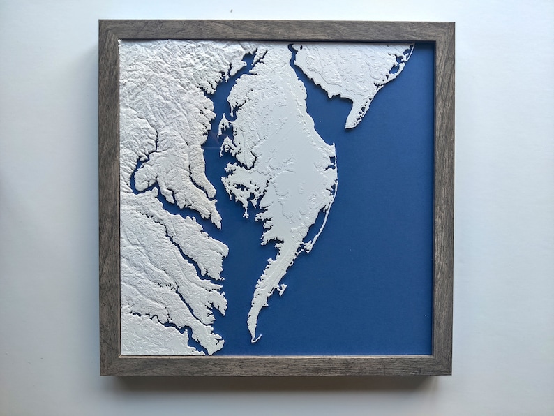 Chesapeake Bay Map | 3D Chesapeake Bay Print | Maryland Beach Art ...