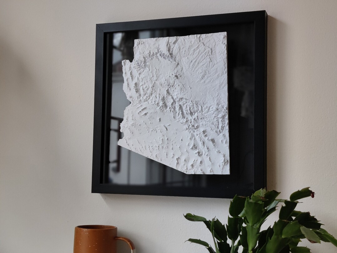 Arizona 3D Topographic Map | 3D State Map of Arizona Wall Art | 3D ...
