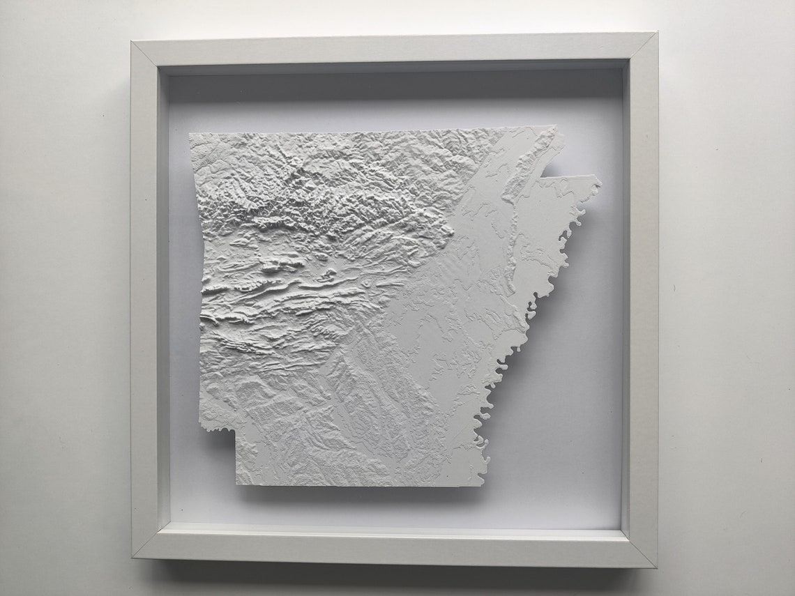 Arkansas 3D Topographic Map | 3D State Map of Arkansas Wall Art | 3D ...